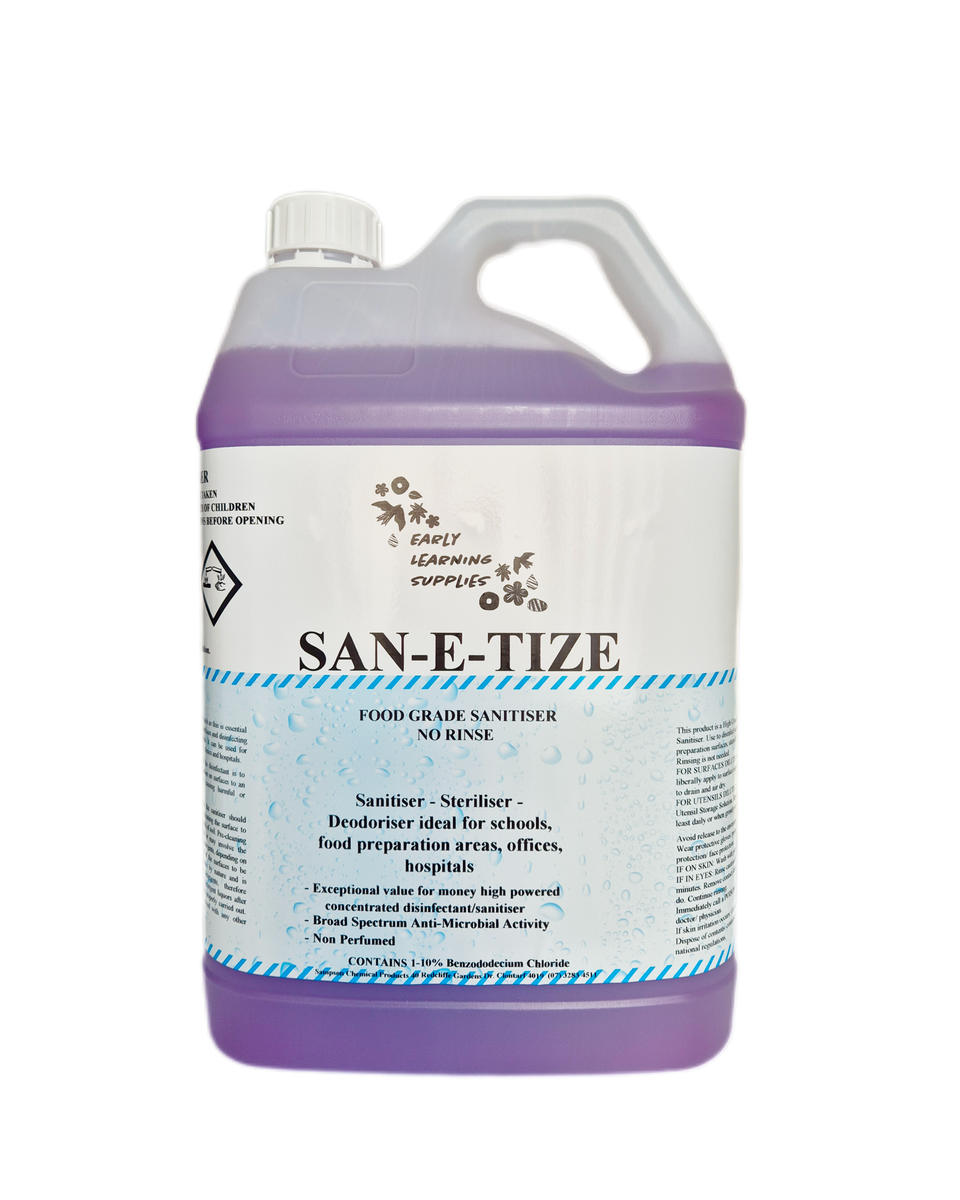 San-E-Tize Food Grade Sanitiser No Rinse 5L – Early Learning Supplies